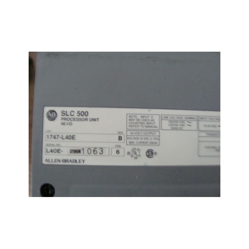 Allen Bradley 1747-L40E PLC - Fixed Hardware, 40 I/O, Ethernet ...