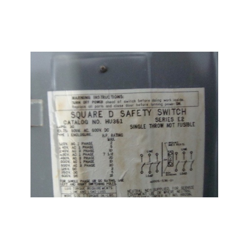SQUARE D SAFETY SWITCH HU361