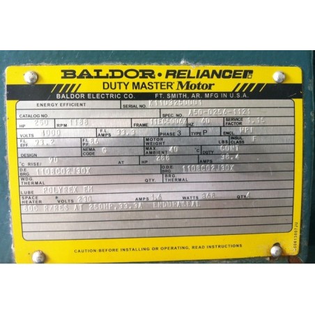 Baldor Reliancer Duty Master Motor Serial No. K1103250001 – Heavy-Duty ...