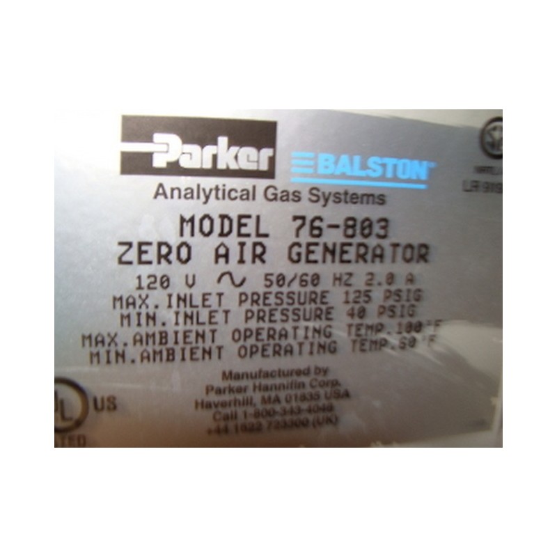 Parker Balston Zero Air Generator Model 76-803 – Ultra-High Purity Zero ...