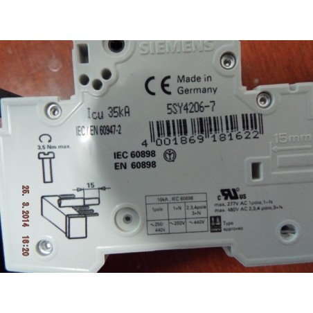 Siemens Circuit Breaker 5SY4206-7: Model 5SY4206-7