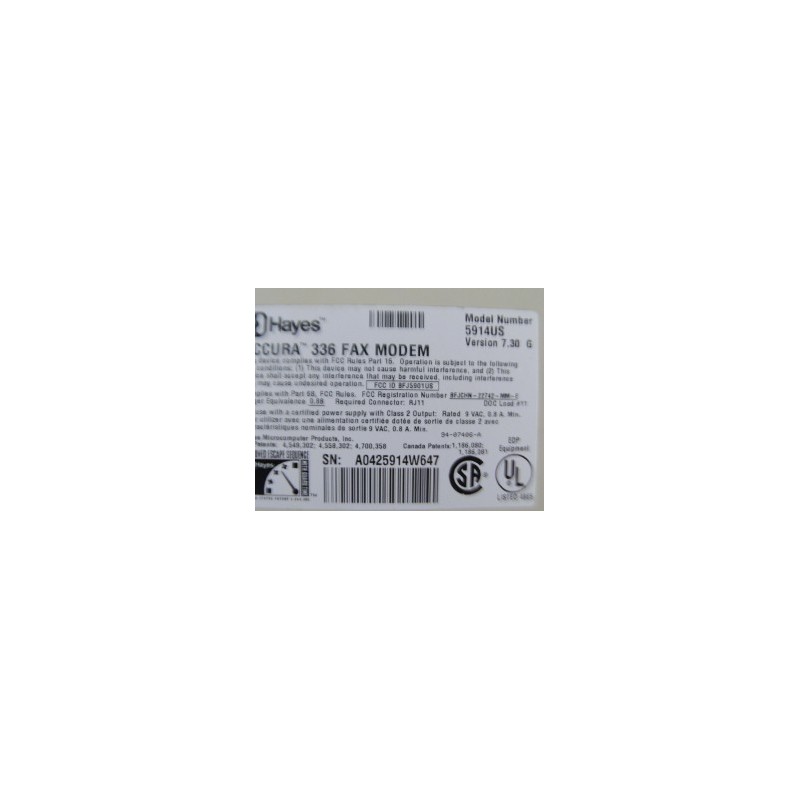 HAYES ACCURA 336 FAX MODEN / 5914US
