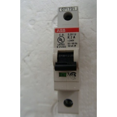 "ABB S201 K2A Circuit Breaker: 2A Single Pole, 6kA Capacity, 50Hz/60H