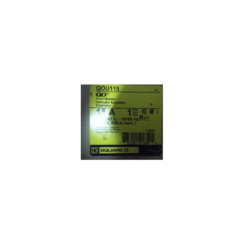 "Square D 15A QOU115 Circuit Breaker - UL Listed, CSA Certified, 1-Po
