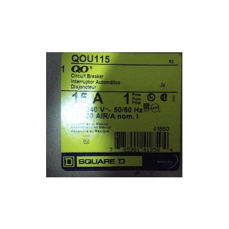 "Square D 15A QOU115 Circuit Breaker - UL Listed, CSA Certified, 1-Po