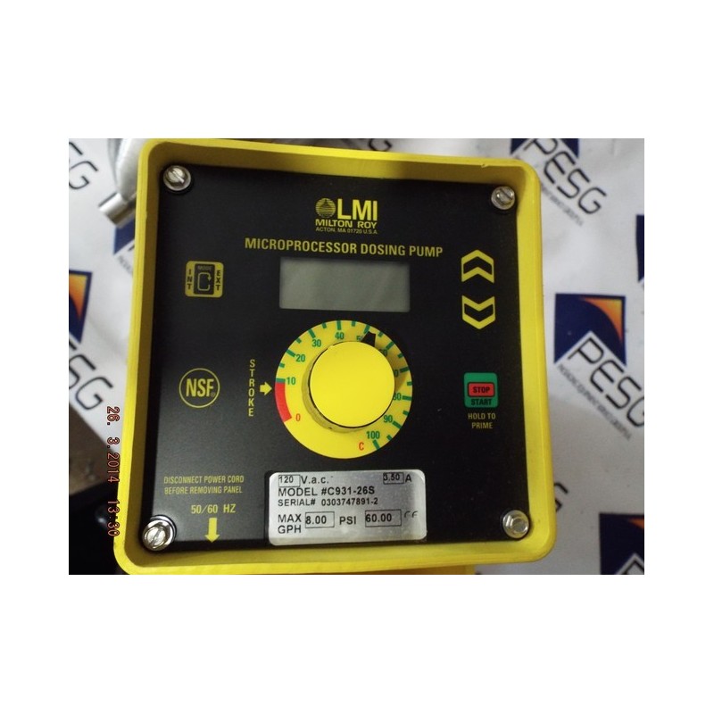 LMI Milton Roy C931-26S Chemical Metering Pump – 8 GPH, 60 psi