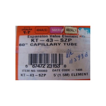 SPORLAN EXPANSION VALVE KT-43-SZP 60" CAPILLARY TUBE