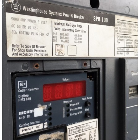 "Westinghouse SPB 100 - 3-Pole, 5000A, 65KA Power Circuit Breaker"