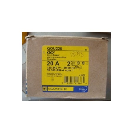 "Square D QOU220 Circuit Breaker: 20A, 2-Pole, 120/240V - Easy Instal
