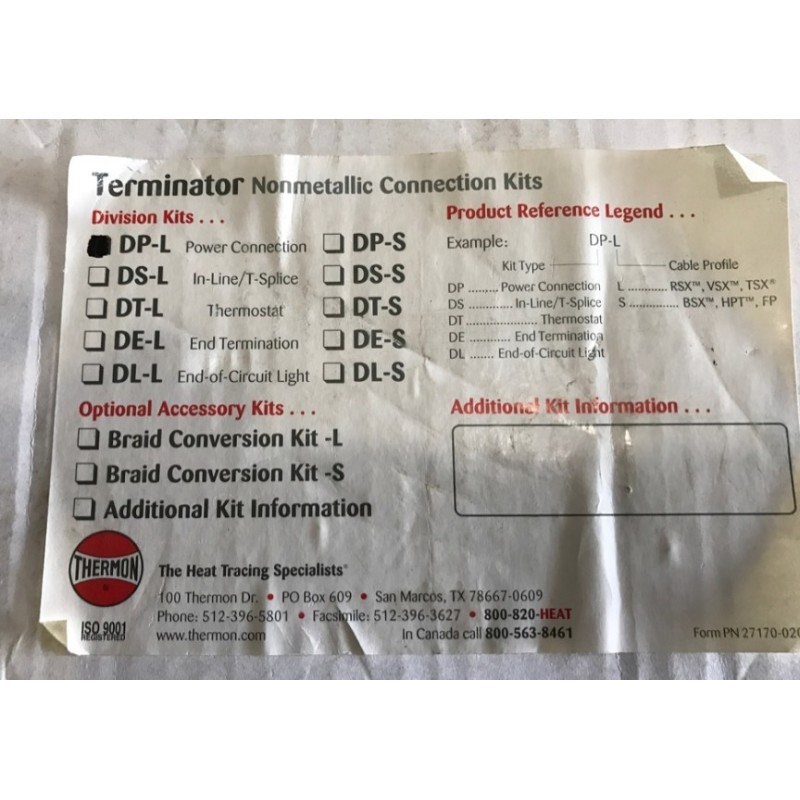 THERMON DP-L POWER CONNECTION KIT