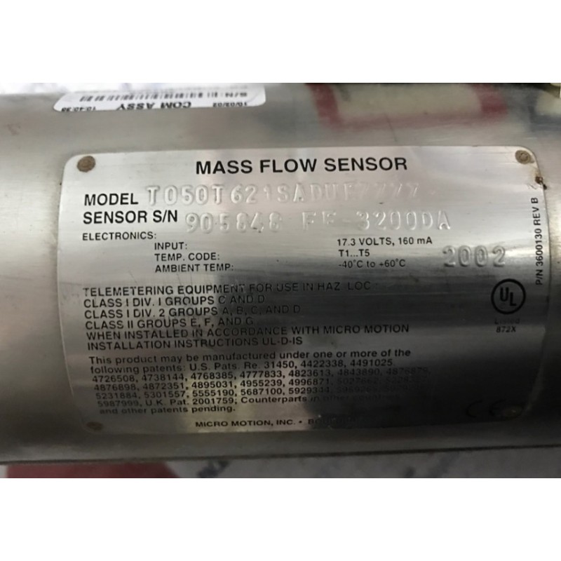 Micro Motion T050T621SADUFZZZZ Mass Flow Sensor for Industrial Applications