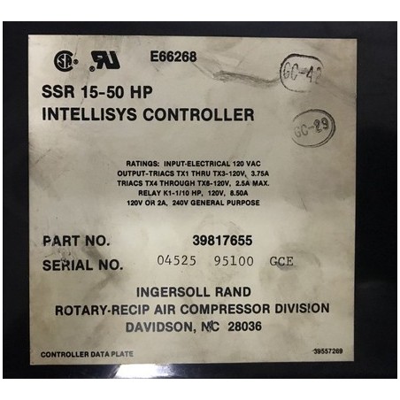 Intellisys SSR 15-50 HP 39817655 Controller for Ingersoll Rand Air Compressors