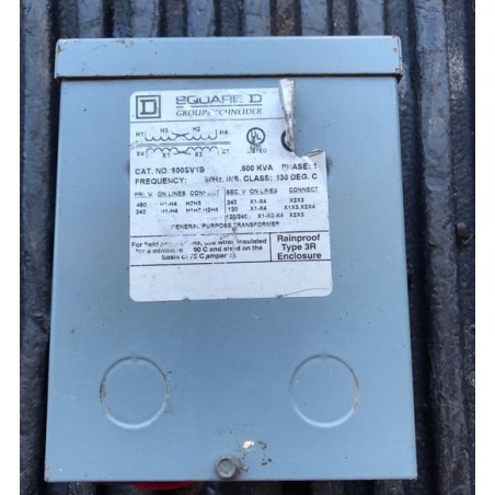Square D 600SV1B Single-Phase Transformer – 0.5 kVA, 600V to 120/240V
