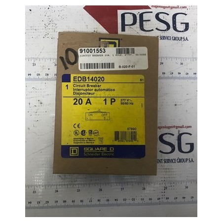 Square D EDB14020 20A 1-Pole 277V Bolt-On Circuit Breaker