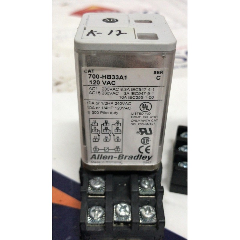 Allen-Bradley 700-HB33A1 3PDT 15A Relay with 120V AC Coil