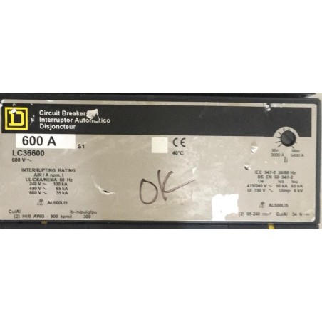 Square D LC36600 – 600A 3-Pole 600V Circuit Breaker