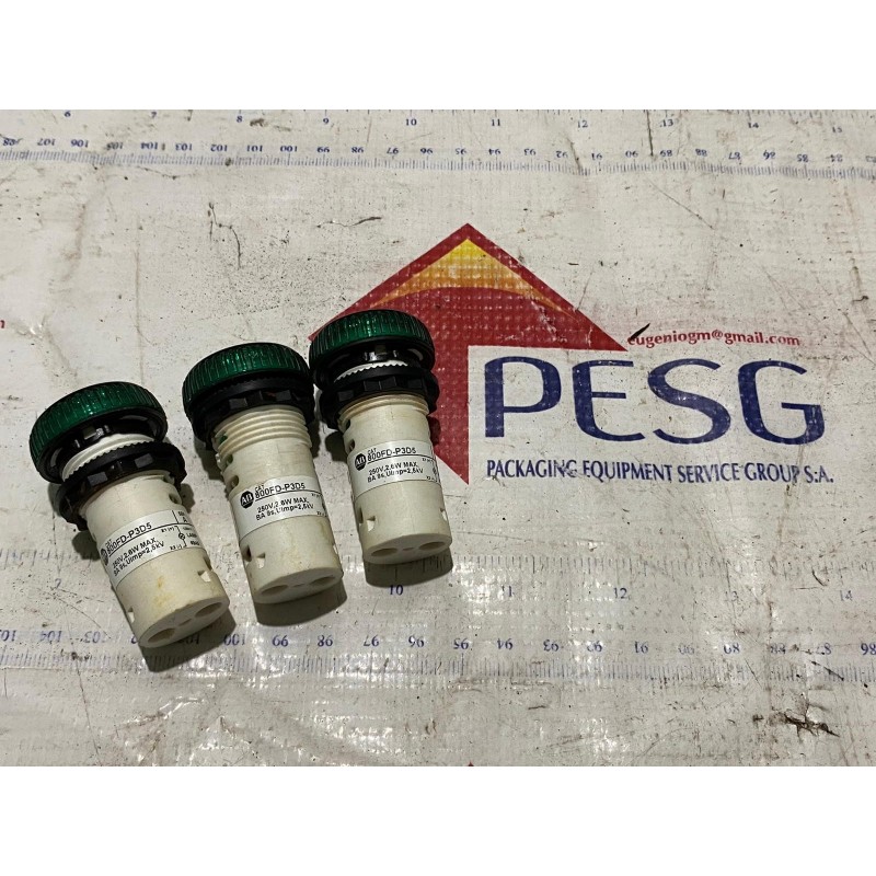 Allen-Bradley 800FD-P3D5 22.5 mm Green Pilot Light 120V AC/DC