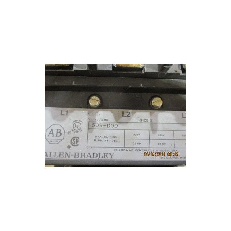 Allen-Bradley 509-DOD NEMA Size 3 Non-Reversing Starter
