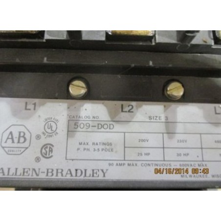 Allen-Bradley 509-DOD NEMA Size 3 Non-Reversing Starter