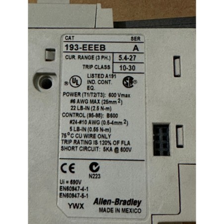 Allen-Bradley 193-EEEB Series A E1 Plus Electronic Overload Relay