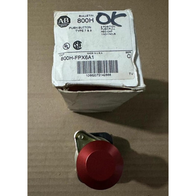 Allen-Bradley 800H-FPX6A1 Series C – 2-Position Red Mushroom Head Push ...