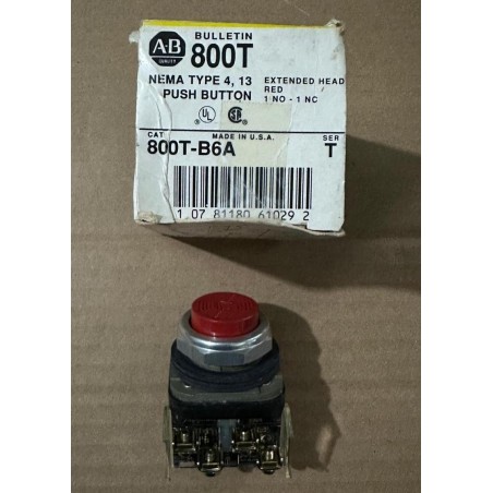 Allen-Bradley 800T-B6A 30 mm Red Extended Head Momentary Push Button