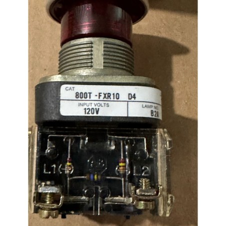 Allen-Bradley 800T-FXR10AD4 Series T 30.5 mm Red Mushroom Head Illuminated Push-Pull Button
