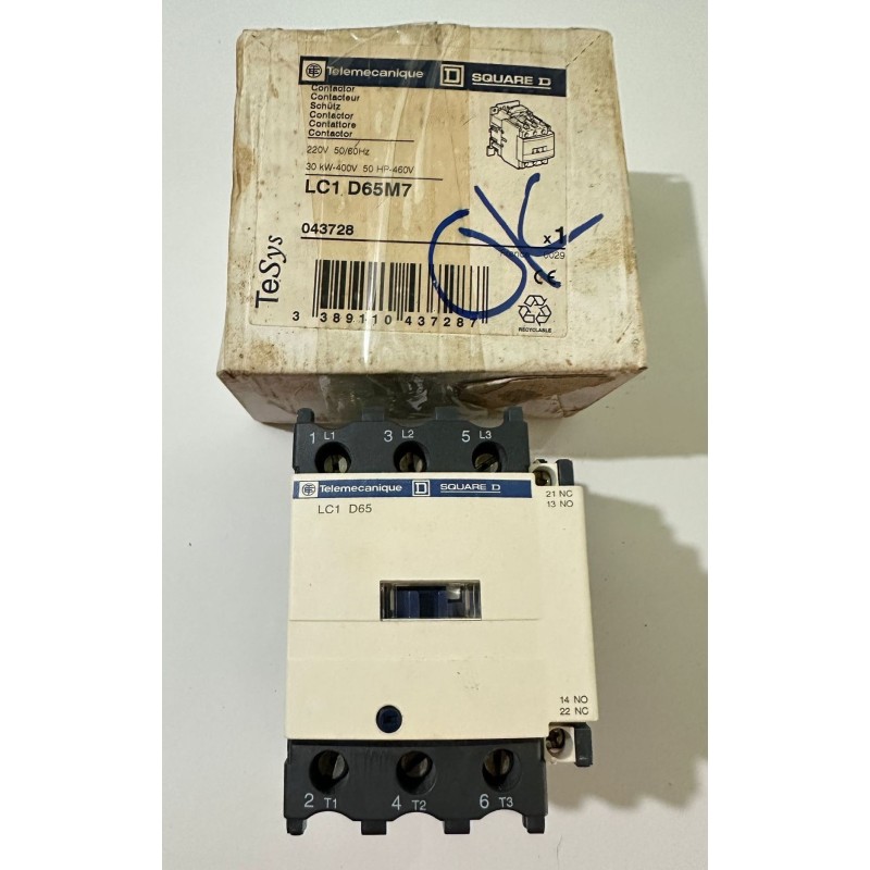 "Telemecanique LC1 D65 Switch - Durable 3-Pole 65A Contactor for Indu