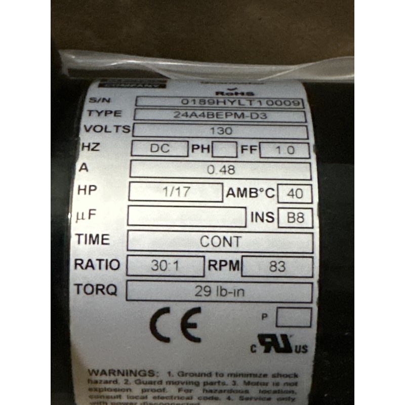 Bodine 24A4BEPM-D3 DC Gearmotor – High Torque and Adjustable Speed