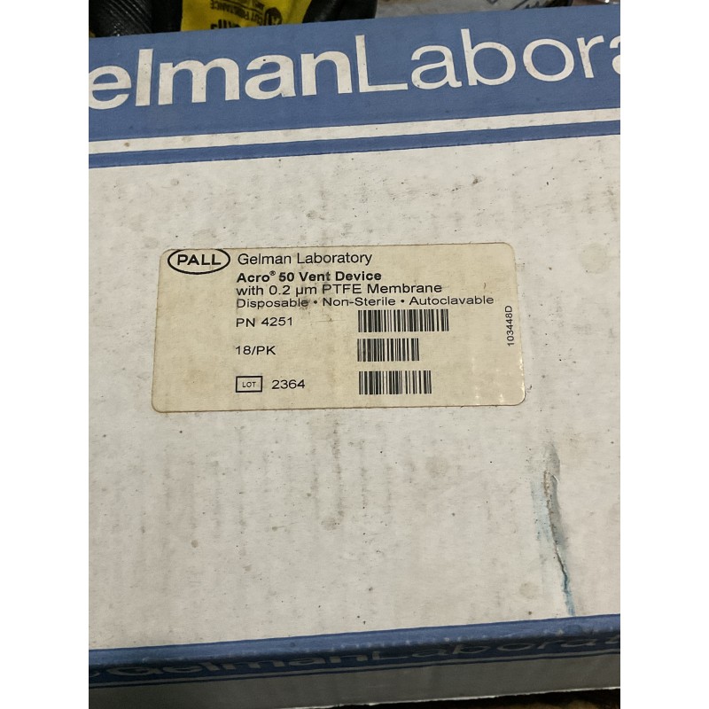 Pall Corporation Acro® 50 Vent Device – Sterile Venting and Gas Filtration