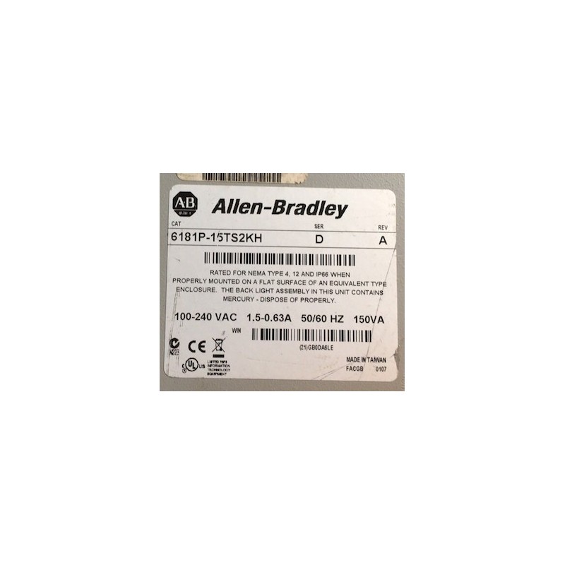Allen-Bradley 6181P-15TS2KH Series D – 15-Inch Integrated Display ...