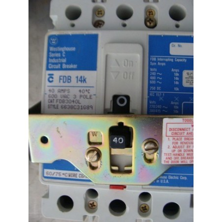 "Westinghouse 40A 3-Pole 600VAC Circuit Breaker FDB3040L - Durable